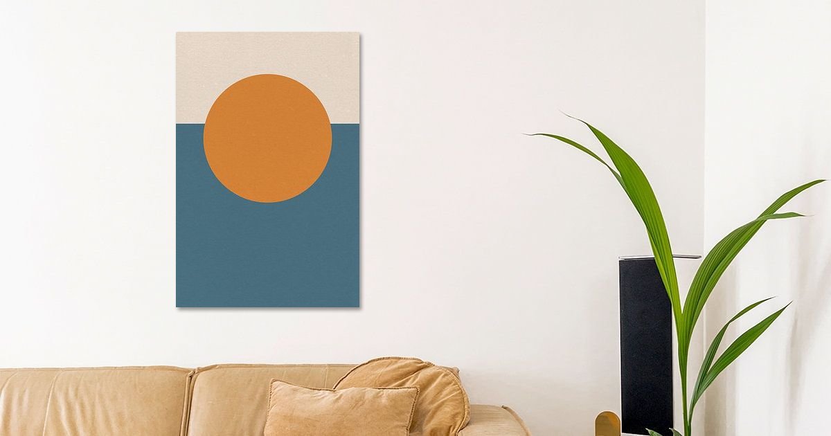 Zon, maan, oceaan. Ikigai. Abstracte minimalistische Zen kunst XII van Dina Dankers op canvas ...